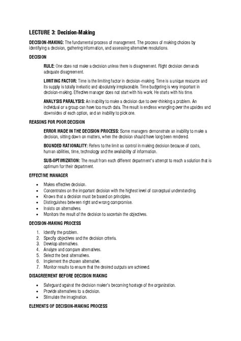 Lecture 3 Decision Making Lecture 3 Decision Making Decision Making The Fundamental Process