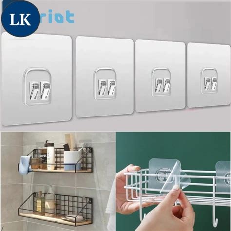 Lk Double Sided Adhesive Wall Hooks For Hanging Racks Bathroon Under