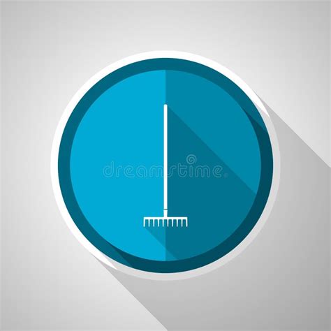 Rake Gradening Tool Symbol Flat Design Vector Blue Icon With Long