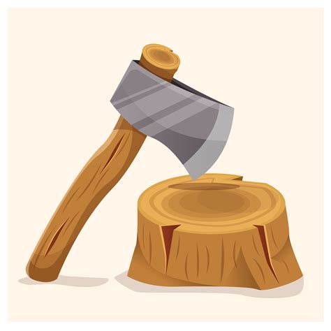 Axe With Wooden Handle Vector Iron Axes With Brown Ocher Wooden Handles Front View Isolated