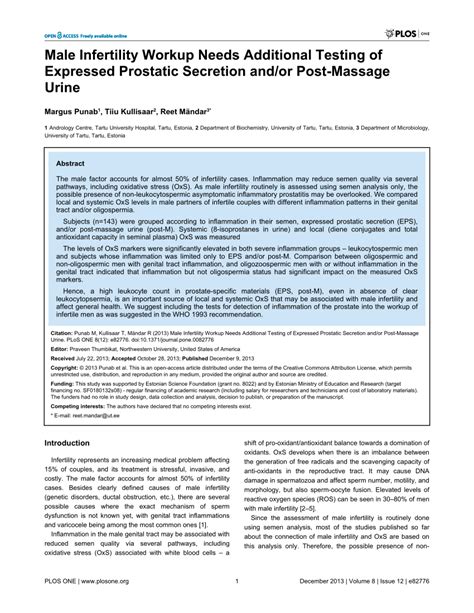 Pdf Male Infertility Workup Needs Additional Testing Of Expressed