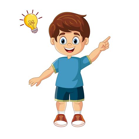 Menino De Desenho Vetorial Com Lâmpada De Ideia 15840589 Vetor No Vecteezy