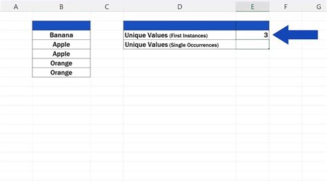 how to count unique values in excel