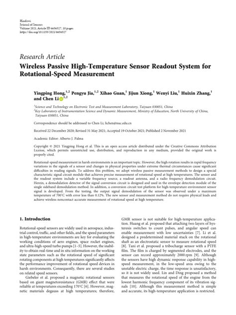 Wireless Passive High Temperature Sensor Readout S Pdf Antenna