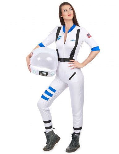 Sexy Astronautin Damenkostüm Raumfahrerin Weiss Blau Schwarz Günstige
