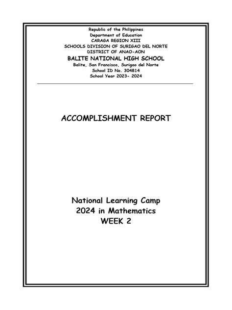 Nlc Accomplishment Report 2023 2024 Pdf