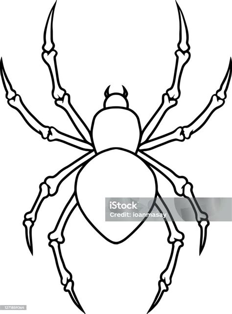 빈티지 흑백 스타일의 위험한 거미의 그림 엠블럼 기호 포스터 카드 배너를 위한 디자인 요소 벡터 일러스트레이션 개념에 대한 스톡