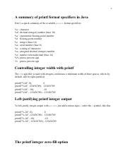 Guide To Printf Format Specifiers In Java Course Hero