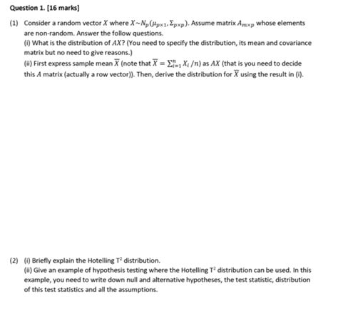 Solved Question Marks Consider A Random Vector X Chegg