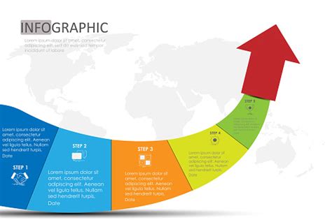비즈니스 프로젝트 화살표 성장 로드맵 타임라인 다이어그램 비즈니스를 위한 인포그래픽 로드맵 템플릿 5 단계 현대 타임 라인 다이어그램 달력 프리젠 테이션 벡터 인포 그래픽