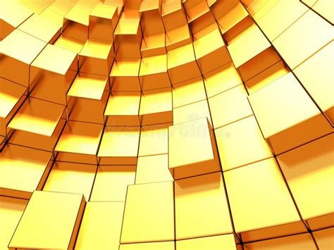 Golden Cubes Abstract Futuristic Background Stock Illustration Illustration Of Finance