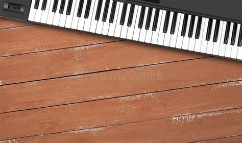 Musical Instrument Fragment Black Midi Keyboard Wood Background Stock