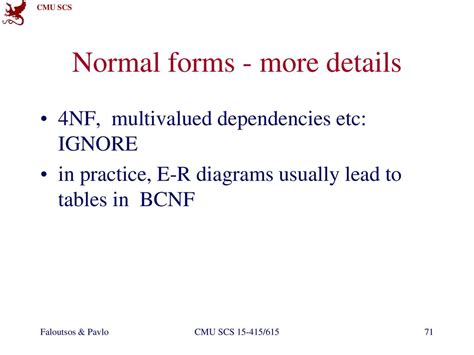 Lecture 17 Schema Refinement Normalization Normal Forms Ppt