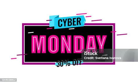 사이버 먼데이 로고 디자인 빨간색 단어 사이버 월요일 에 검은 배경 와 라인 Cyber Monday에 대한 스톡 벡터 아트 및
