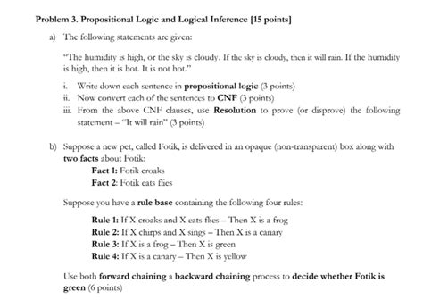 Solved Problem 3 Propositional Logic And Logical Inference