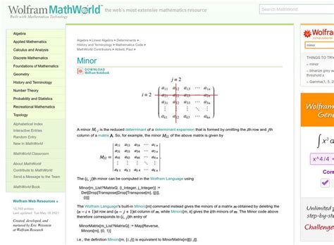 Wolfram Math World Minor Handout For 9th 10th Grade Lesson Planet