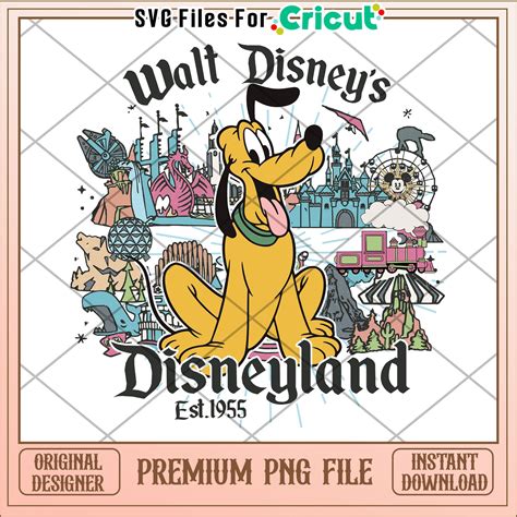 Disneyland Pluto Png Vintage Disneyland Art Svg Files For Cricut