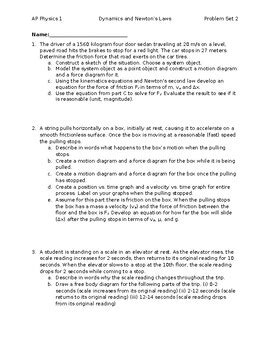 AP Physics Newton S Laws Problem Set By Walter Ingram TPT