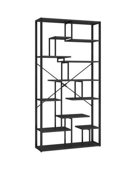 Tribesigns 79 Tall Etagere Bookshelf 7 Tier Black Bookcase With 12