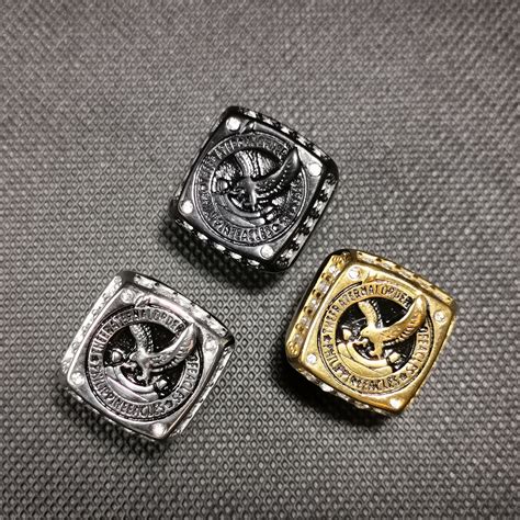 Ate Eagles Fraternity Ring Tfoe Pe Titanium Steel Gold Silver Black