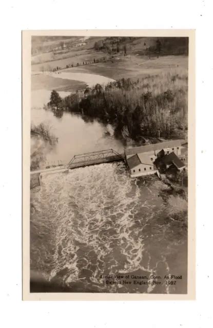 canaan ct ~ 1927 panoramica scena alluvione ponte edifici foto pc