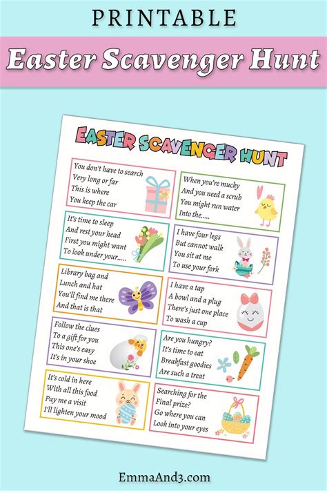 Outdoor Easter Egg Hunt Clues Free Printable Emma And 3 Easter
