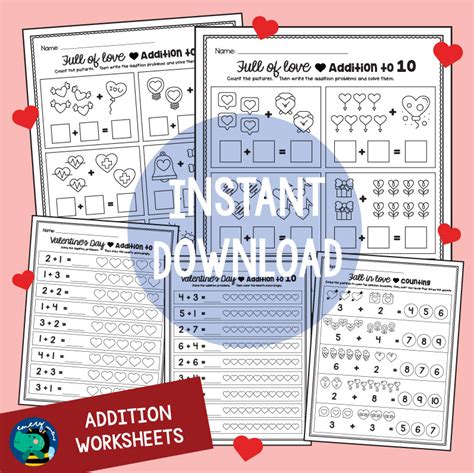 Valentines Day Addition And Subtraction Within 10 Worksheets