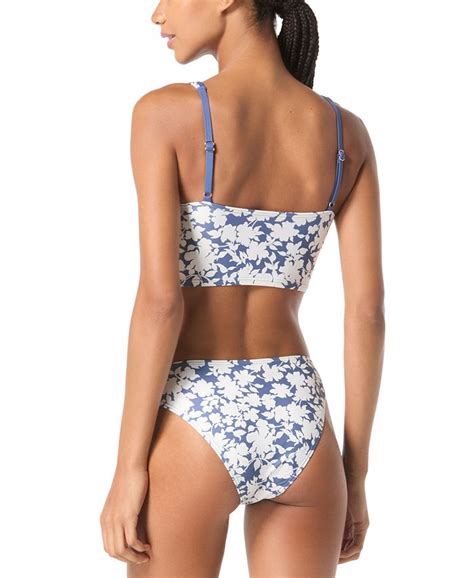 Michael Kors Michael Womens Printed Lace Up Bikini Top And Printed