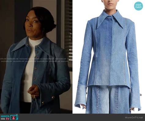 Wornontv Athenas Colorblock Denim Jacket On 9 1 1 Angela Bassett