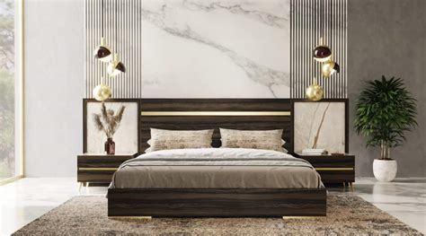 Nova Domus Velondra Queen Modern Eucalypto Marble Bed With Two