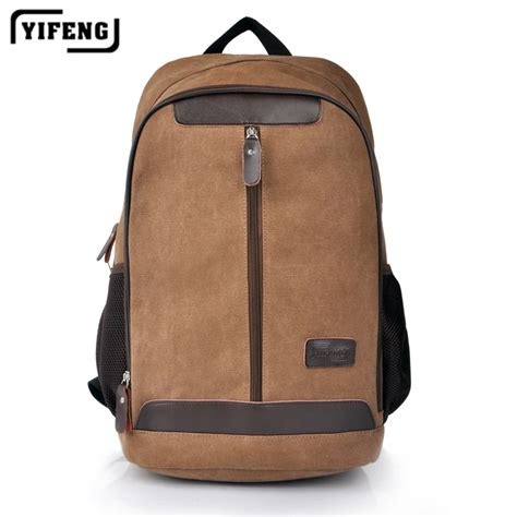 Fashion Branded Vintage Canvas Mens Shockproof Laptop Bag Rucksack