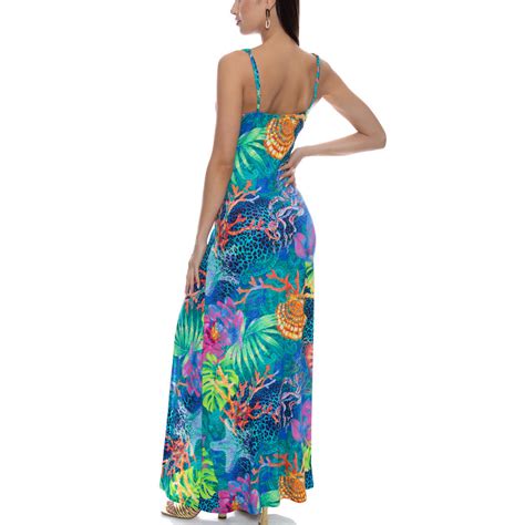Tropical Siren Plunge Long Dress Luli Fama Au