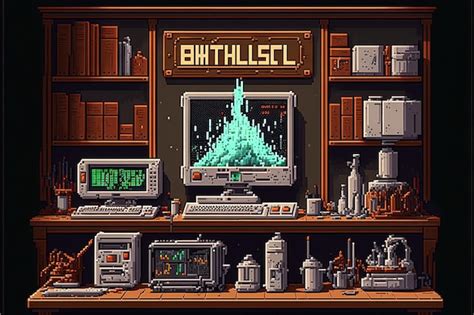 Premium Photo Pixel Art Science Lab Chemistry Lab Background In Retro