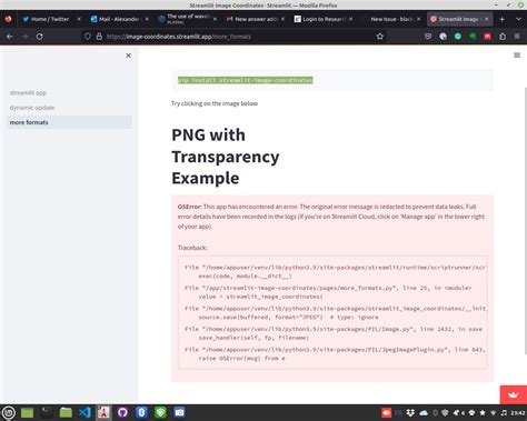 More Formats Button Shows Error · Issue 7 · Blackarystreamlit Image Coordinates · Github