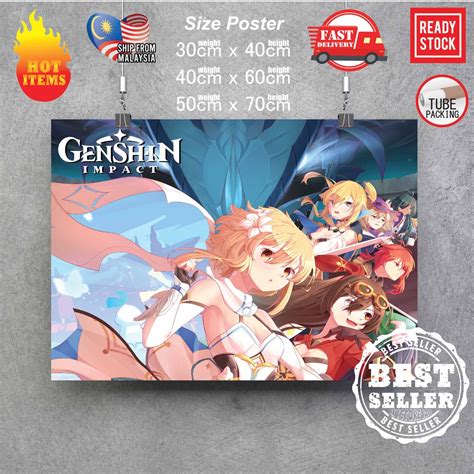 Ready Stock Genshin Impact Poster Sticker Room Decoration Animation Game Poster Wall Art Deco