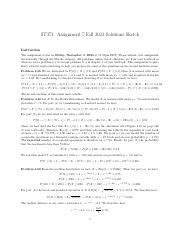 Hw7 Fall2023 1 Pdf ST371 Assignment 7 Fall 2023 Solutions Sketch
