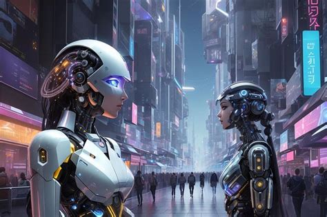 Premium Ai Image Cybernetic Symphony A Mesmerizing Fusion Of Machines And Humans In A