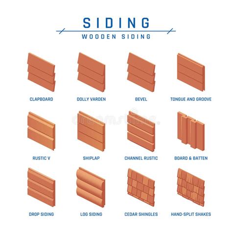 Wooden Siding Types Vector Isometric Icons Stock Vector Illustration