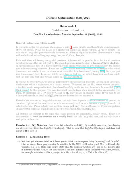 Discrete Optimization Homework Pdf Combinatorics Theoretical Computer Science
