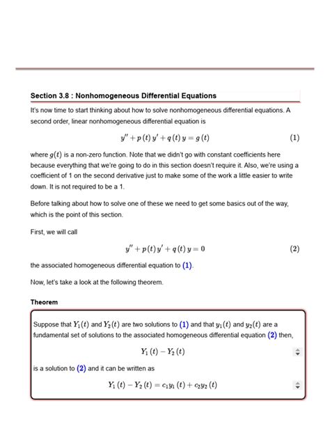 Differential Equations Nonhomogeneous Differential Equations Pdf