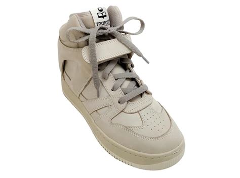 Isabel Marant Chalk Velvet Leather Brooklee Sneakers Beige Ref938716