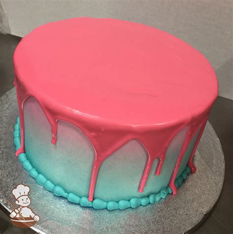 Aqua Pink Ombre Drip Cake Freedom Bakery