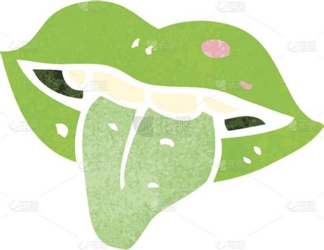 复古卡通怪物嘴吐舌头