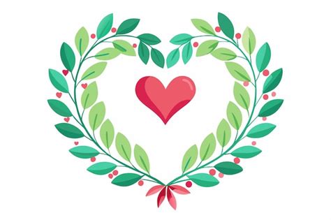 Heart Shaped Wreath Illustration On White Background Premium Ai