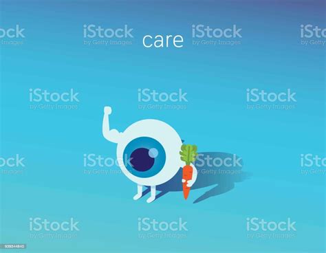 강한 건강 한 흰 눈 3d 아이소메트릭 그림 아이콘 눈 치료에 대 한 음식입니다 의료 의료 개념입니다 당근 안구 건강 한 영양