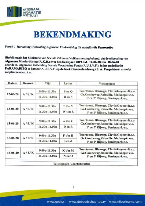 Hervatting Uitbetaling AKB In Paramaribo Dagblad Suriname