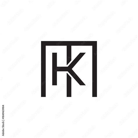 Initial Letter M And K Mk Km Overlapping K Inside M Line Art Logo Black Monogram Color