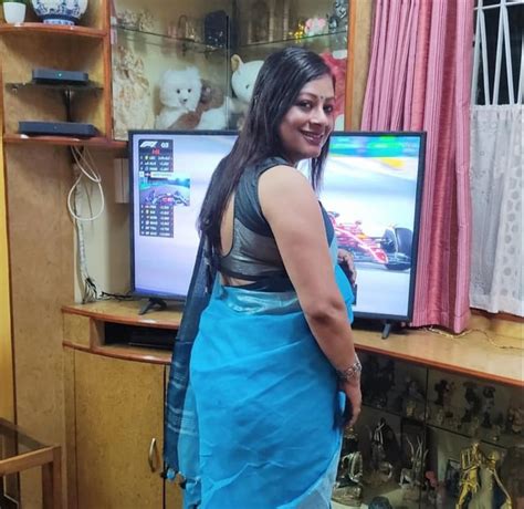 How My Mom Is Looking In Blue Saree She Is Wearing Red Panty Inside R