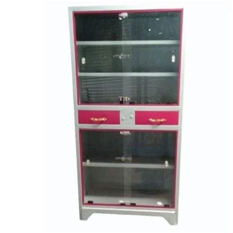 Without Locker Mild Steel Glass Door Cupboard 5 Shelves Without