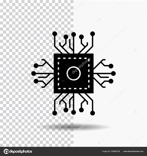 Chip Cpu Microchip Processor Technology Glyph Icon Transparent Background Black Stock Vector